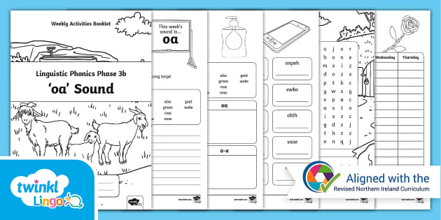 Northern Ireland Linguistic Phonics Phase 3b 'oa' Sound Weekly Activity