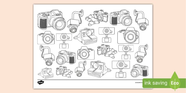 Camera Doodle Colouring Page (Teacher-Made) - Twinkl