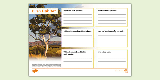 Bush Habitat Fact File Template (l'enseignant a fait)