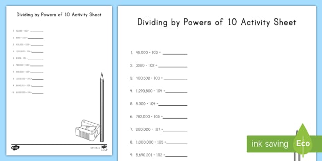Dividing By Powers Of 10 Worksheet Worksheet Twinkl