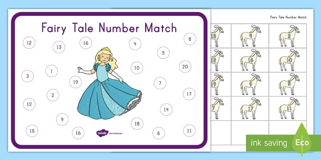 Fairy Tale Number Match Activity Mat - Twinkl