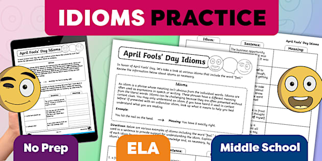 April Fools’ Day Idioms Practice Worksheet for 6th-8th Grade