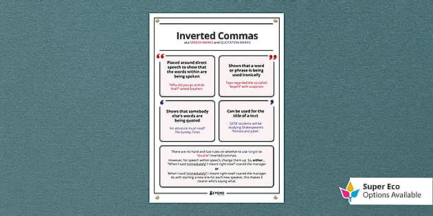 Inverted Commas Sentences | SPAG Poster | KS3 English