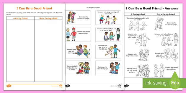 I Can Be A Good Friend Worksheet Inclusive Resources