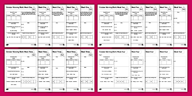 Second Grade October Morning Work Bundle - Twinkl