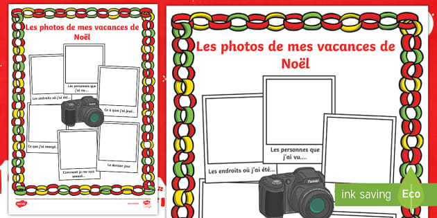 Support pour la production d'écrits : Photos de mes vacances de Noël
