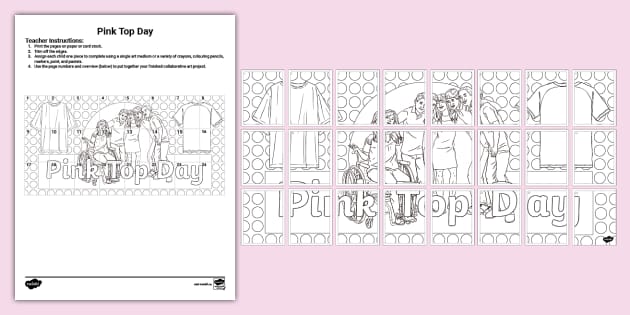 * NEW * Pink Top Day Collaborative Colouring (teacher made)
