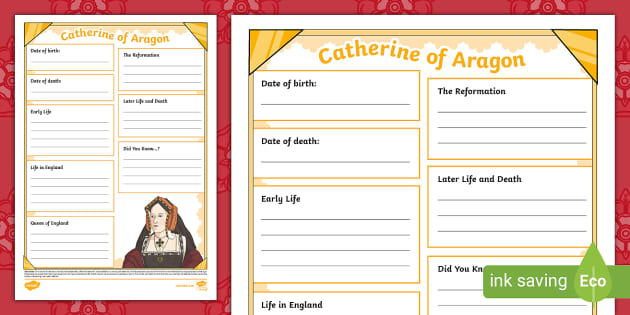 Catherine of Aragon Fact File Template (l'enseignant a fait)