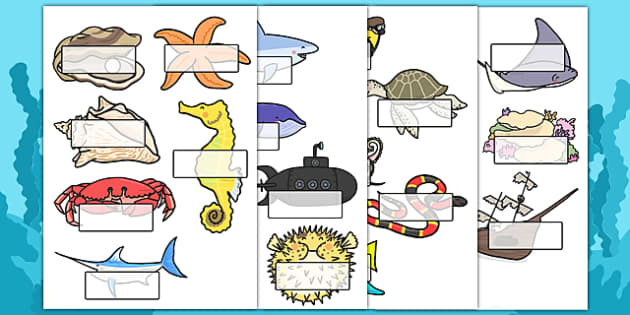 Under the Sea Self-Registration Labels (teacher made)