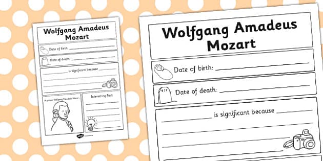 Wolfgang Amadeus Mozart Significant Individual Writing Frame