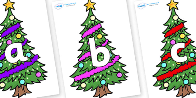 Phoneme Set on Christmas Trees (Decorated) (teacher made)
