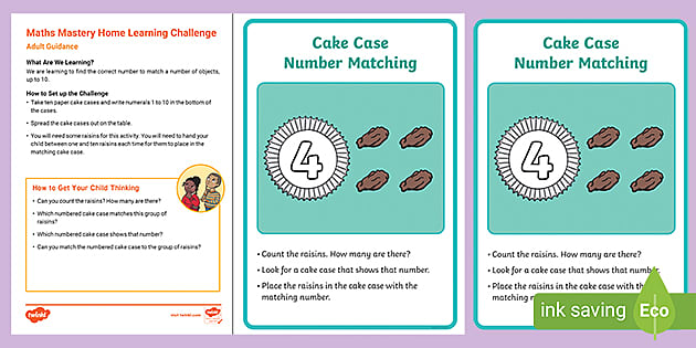 👉 EYFS Maths Mastery Number Recognition Home Learning Challenge: Cake Case
