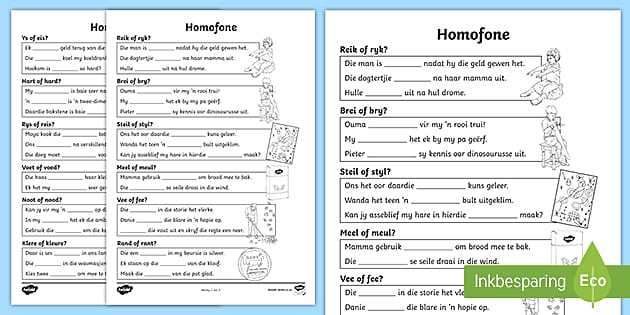 Homofone Aktiwiteit (teacher made)