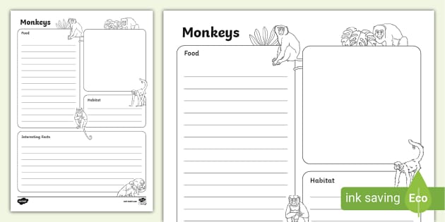 Monkeys Fact File,monkey facts (teacher made) - Twinkl