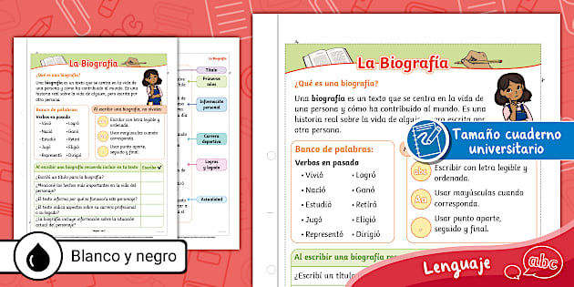 organizador de conocimientos | biografía | lenguaje | 4º