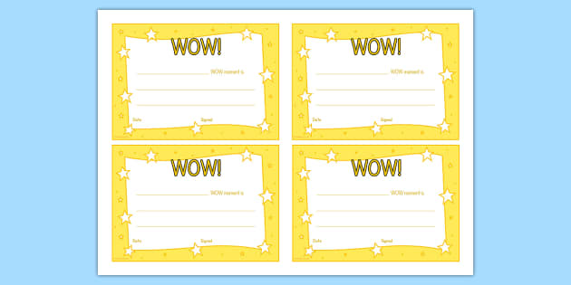 FREE! - WOW Moment Parent Slips - wow, parents, certificates, awards