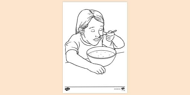 Child Tasting Soup Colouring Sheet | Colouring Sheets