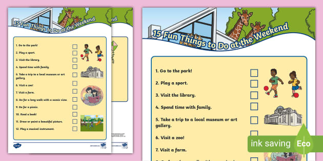 Things to Do at the Weekend Checklist Activity - Twinkl
