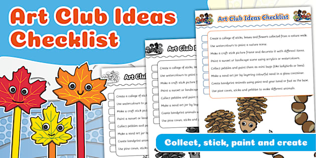 Art Club Ideas Checklist