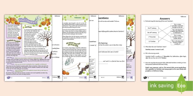 LKS2 History of Halloween Differentiated Comprehension Activity