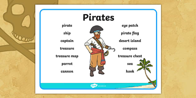 ESL Pirates Word Mat Pirate Vocabulary Examples