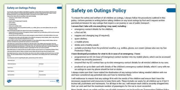 Outing Policy for Childminders (teacher made) - Twinkl