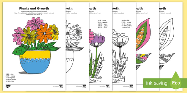 FREE! - Plants and Growth Themed Mindfulness Mixed Times Table Colour By