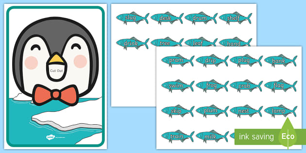 Feed the Penguin CCVC and CVCC Word Activity - Twinkl