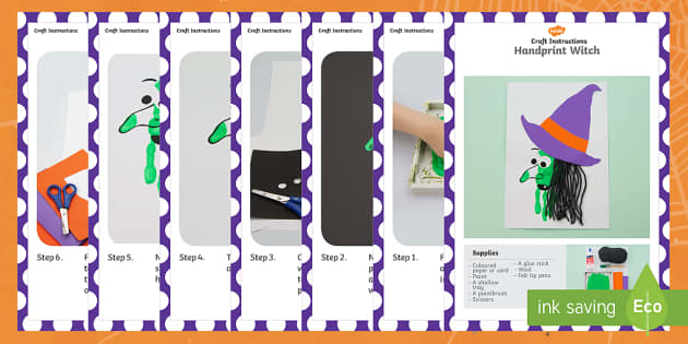 Handprint Witch Craft Instructions (teacher made) - Twinkl