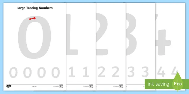 Large Tracing Numbers Worksheets | Teaching Resource
