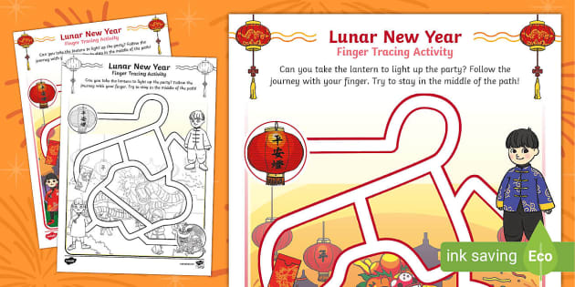 Lunar New Year Finger Tracing Activity - Twinkl