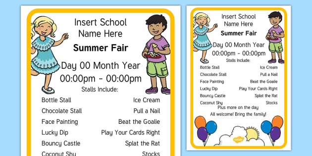 Editable School Summer Fayre Poster (teacher made) - Twinkl