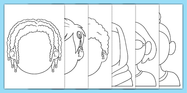 Blank Face and Hair Outlines (Teacher-Made) - Twinkl