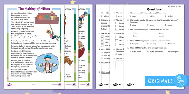 The Making of Milton Differentiated Comprehension Go Respond Worksheet