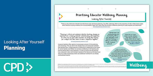 Prioritising Educator Wellbeing: Planning (teacher made) Prioritising Educator Wellbeing: Planning (teacher made)