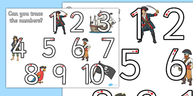 Pirate Themed Number Formation 1-10 Worksheet / Worksheet