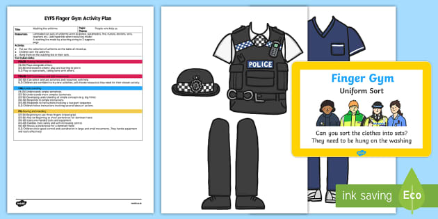 EYFS Uniform Sort Finger Gym Plan and Prompt Card Pack