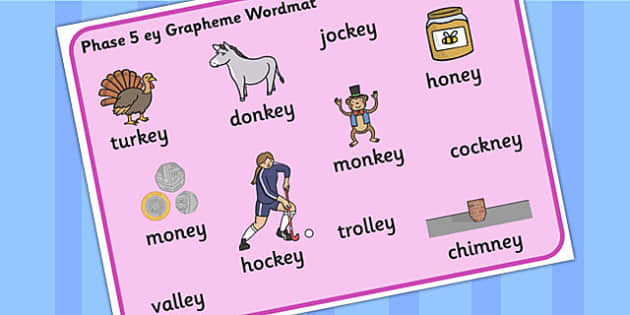 Phase 5 'ey' Grapheme Word Mat - phase 5, ey, grapheme, word mat