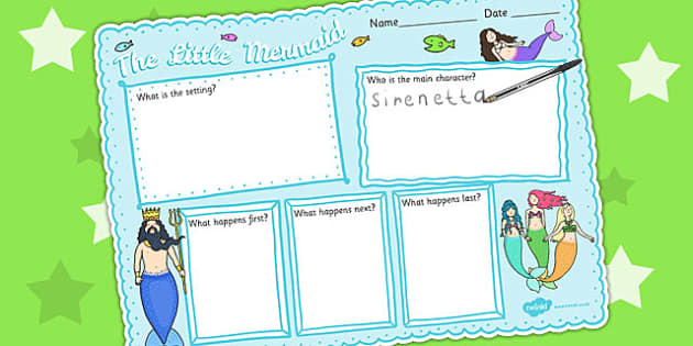 The Little Mermaid Story Review Writing Frame - writing aids