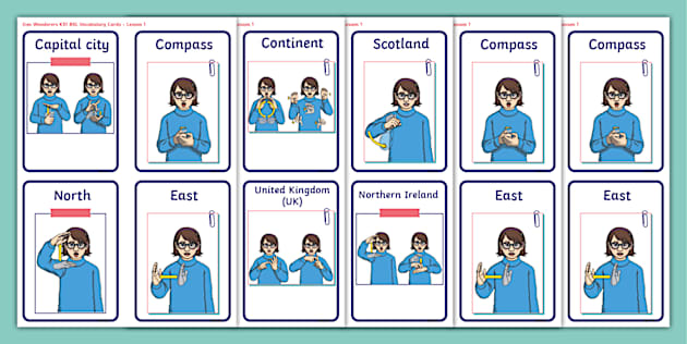 Geo Wonderers KS1 The UK BSL Key Word Cards Lesson One