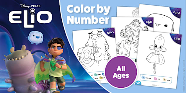 pixar coloring book by number