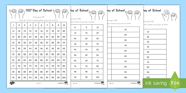 100th Day of School: I Can Skip Count to 100 Activities