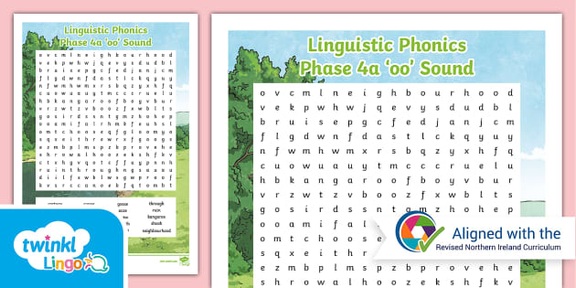 NI Linguistic Phonics Phase 4a 'oo' Word Search - Twinkl