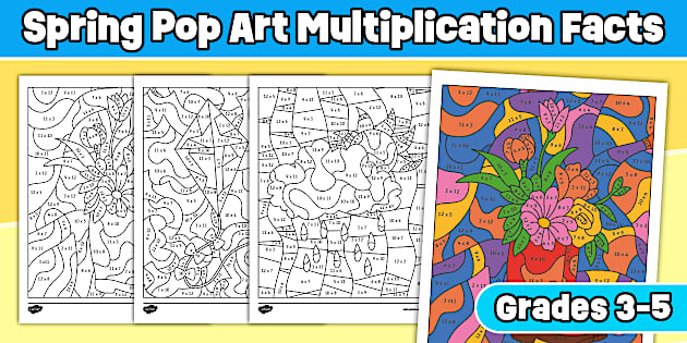 Spring Pop Art Multiplication Facts to 12 Worksheets