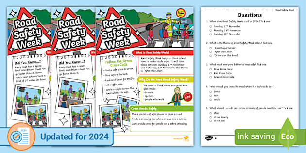 KS1 Road Safety Week Differentiated Reading Comprehension