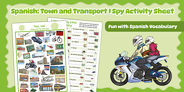 Spanish: Town and Transport I Spy Worksheet