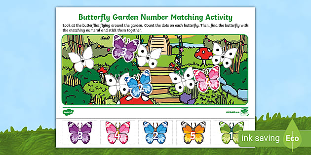 👉 Butterfly Garden Number Matching Activity