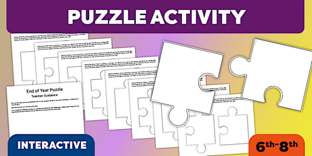 End of Year Collaborative Puzzle Activity for 6th-8th Grade