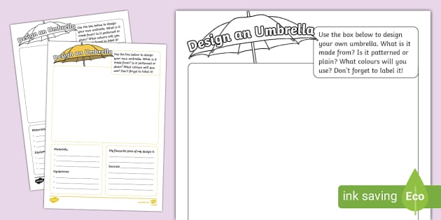 Design an Umbrella Worksheet (teacher made) - Twinkl