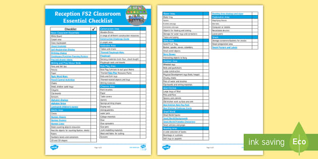 EYFS Classroom Essentials Checklist (teacher made) - Twinkl